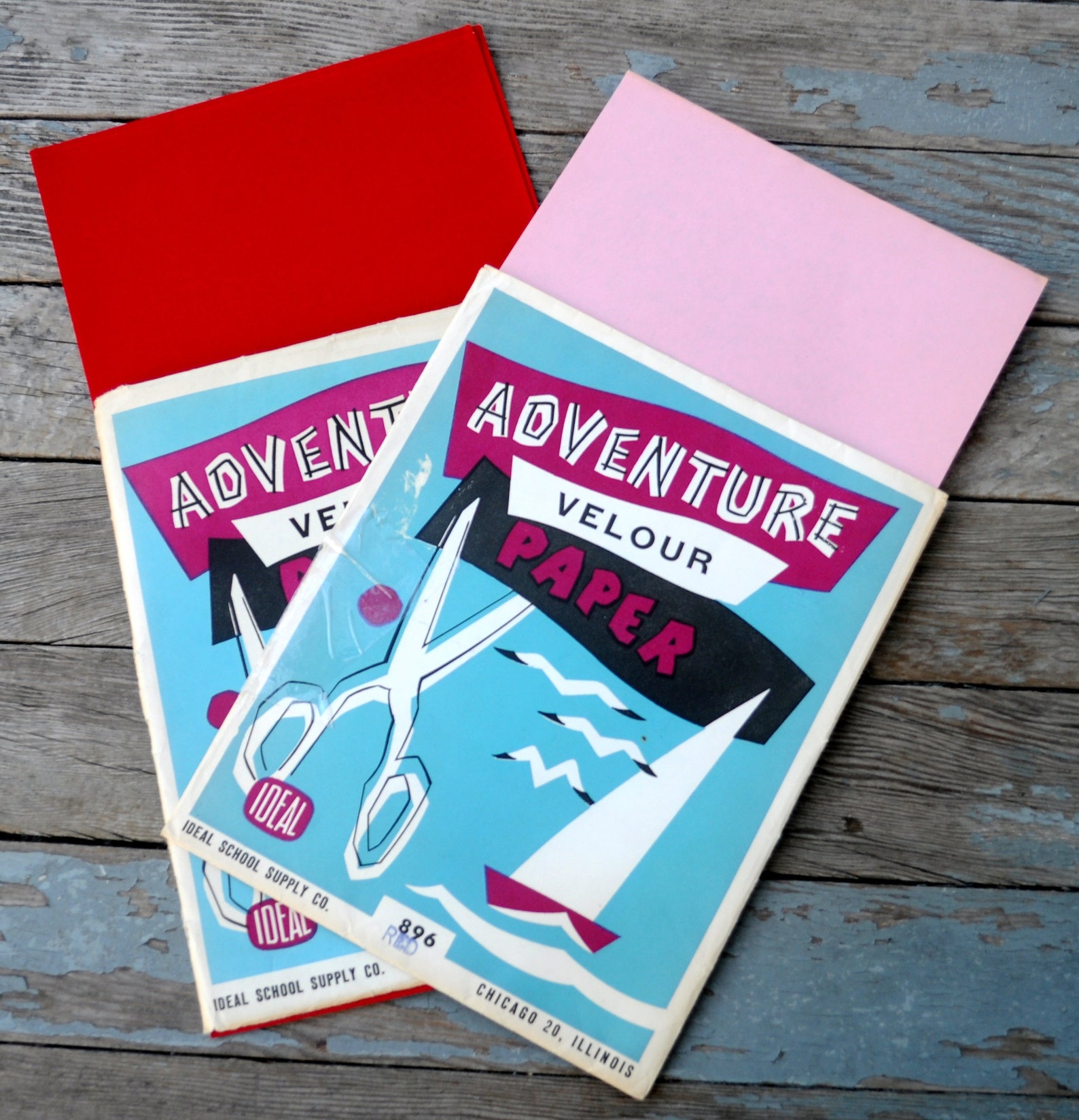 Vintage RED Velour Paper - "adventure Velour Paper" by Ideal School ...