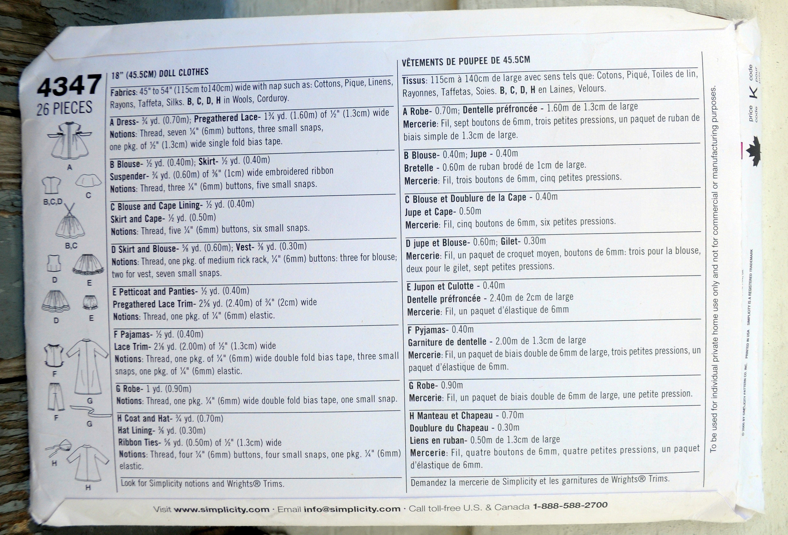 Simplicity 4347 / 1779 Vintage Reproduction 1950s Doll - Etsy