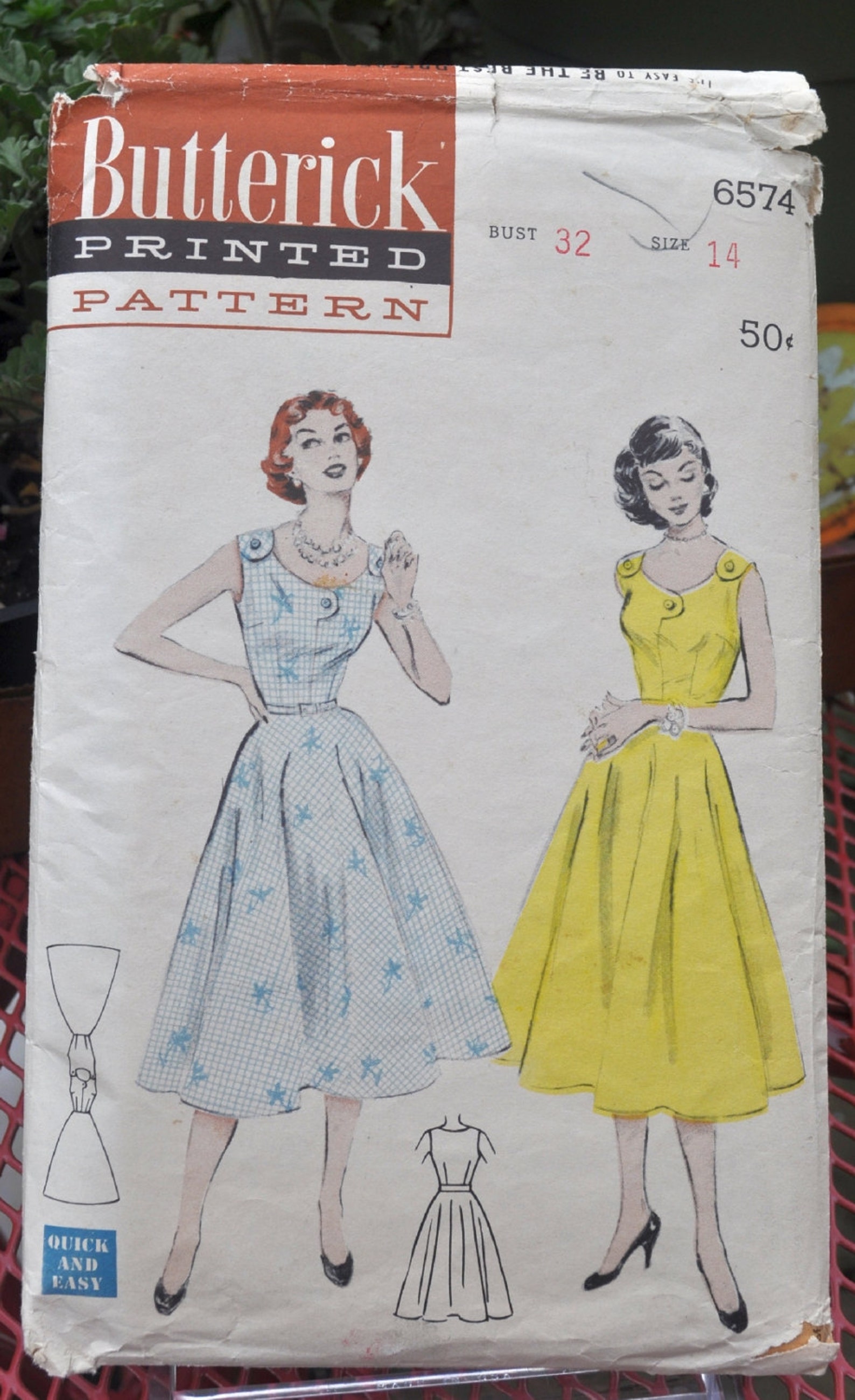 Butterick 6574 - Beautiful 1950s Sundress With Button Details - Full ...