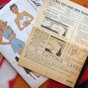 Mccall 6140 - Vintage 1940s Lingerie Pattern - Bandeau Bra, Panties ...
