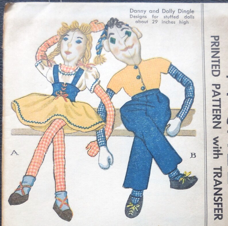 Mccall 1284 Adorable 1940s Rag Dolls Danny Dingle & Dolly | Etsy