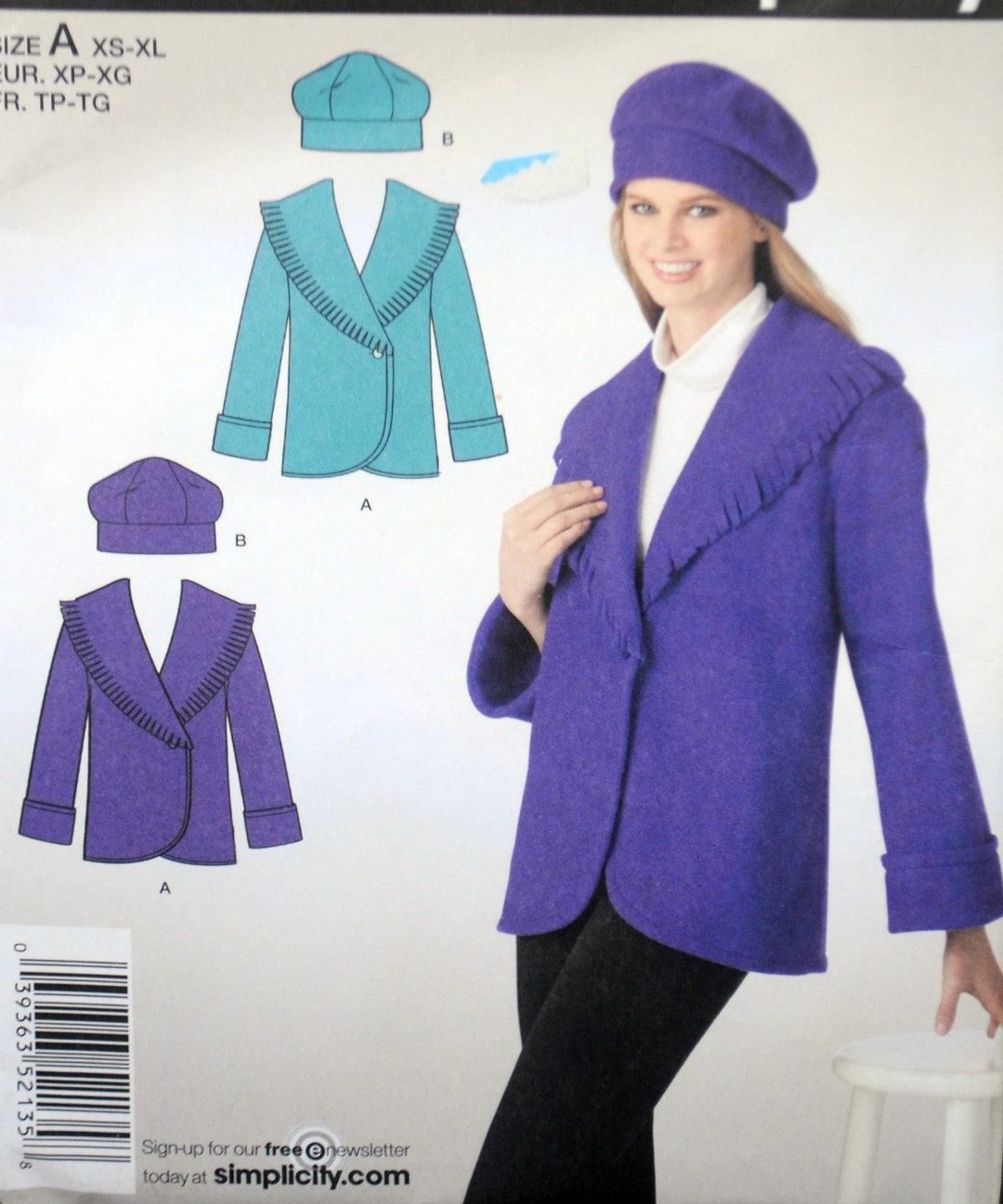 Simplicity 2135 - Easy Sew DIY Polar Fleece Jackets & Hats - UNCUT ...
