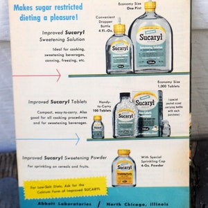 Vintage 1950s Sucaryl Cookbook / Recipe Booklet - Low Calorie Cooking ...