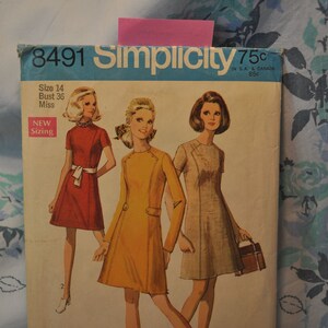 Simplicity 8491 - Adorable 1960s Mini-dress - Easy to Sew - Cool Vintage Style - Curvy Size 18 ...