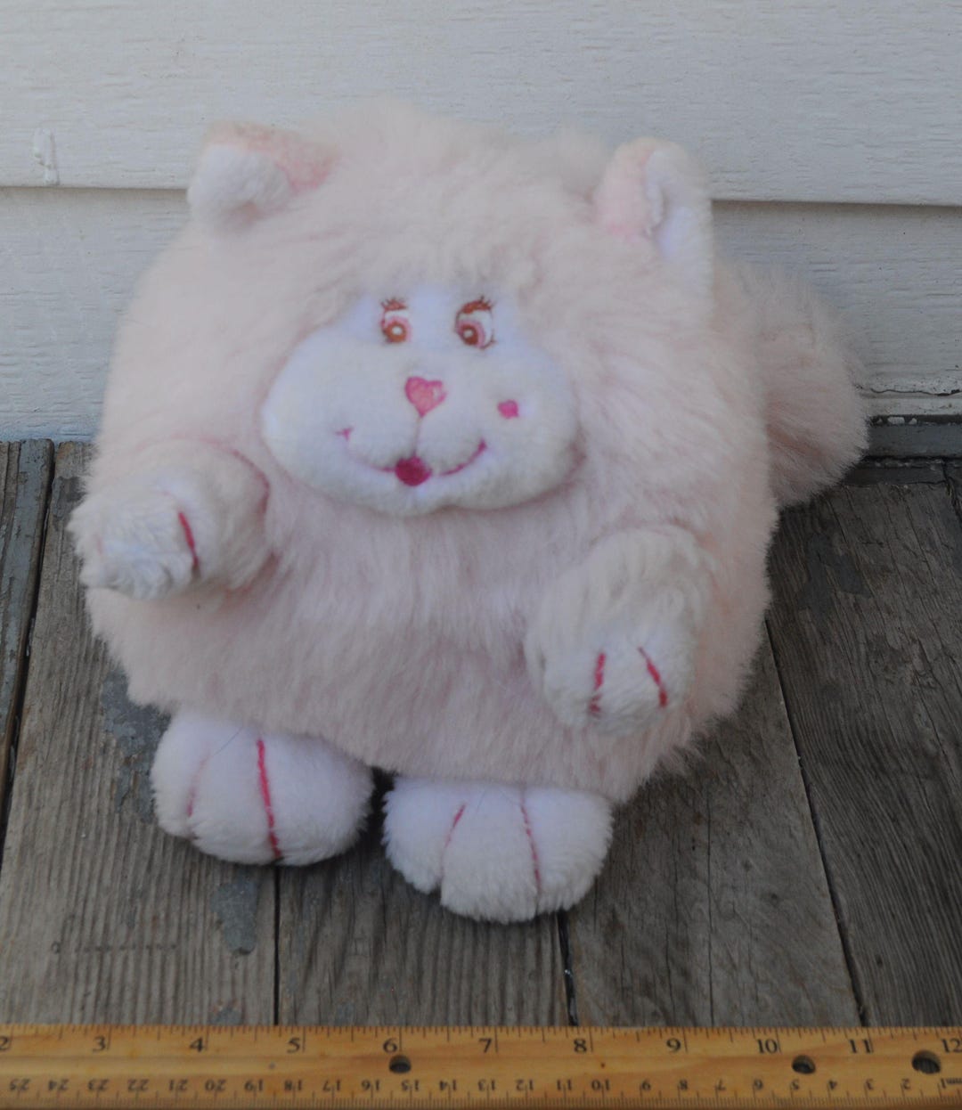 Vintage Quigley's Angels Round Cat Plushie - Queenie - Pink Fluffy ...