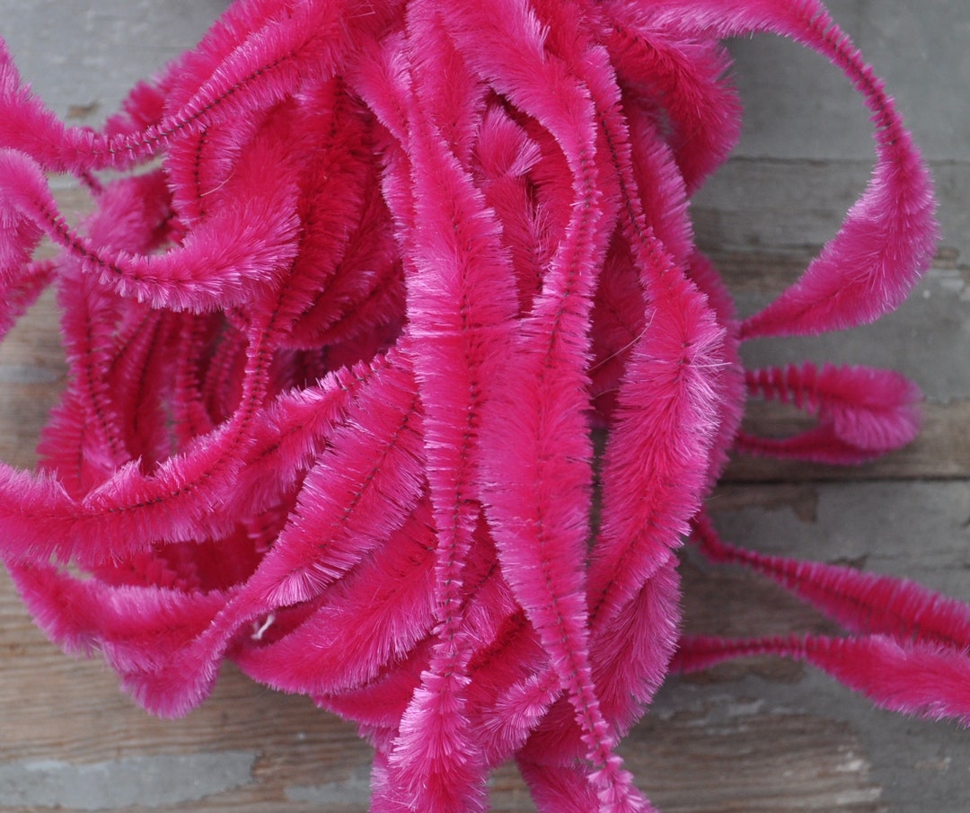 Vintage MAGENTA PINK Chenille Bump Fuzzy Wire Stems - by the YARD ...