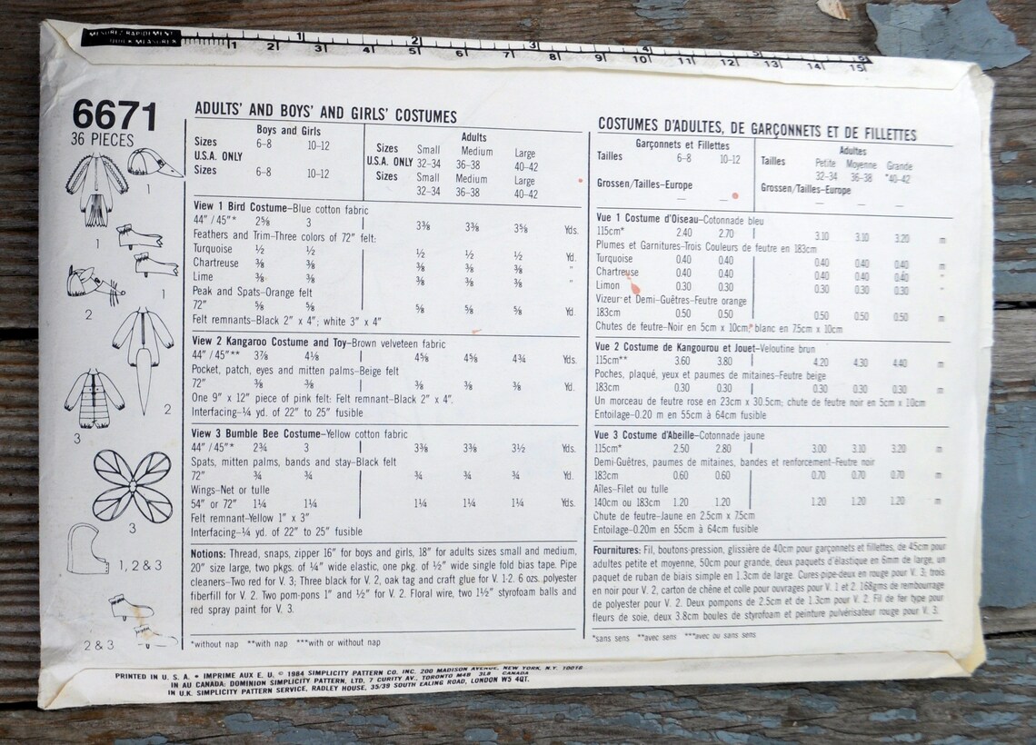 Simplicity 6671 Vintage 1980s DIY Costumes Halloween / - Etsy