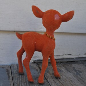 Vintage Red Flocked Reindeer W/ Chain Bell Necklace Made in Japan 1960s ...
