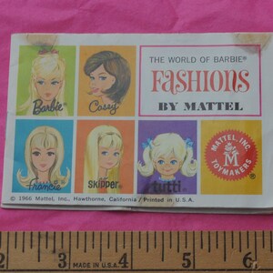 Vintage 1967 World of Barbie Fashions Ephemera Barbie Outfit ...