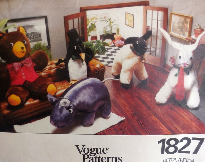 Vogue 1827 Adorable Stuffed Animals DIY Gift Idea Hippo - Etsy