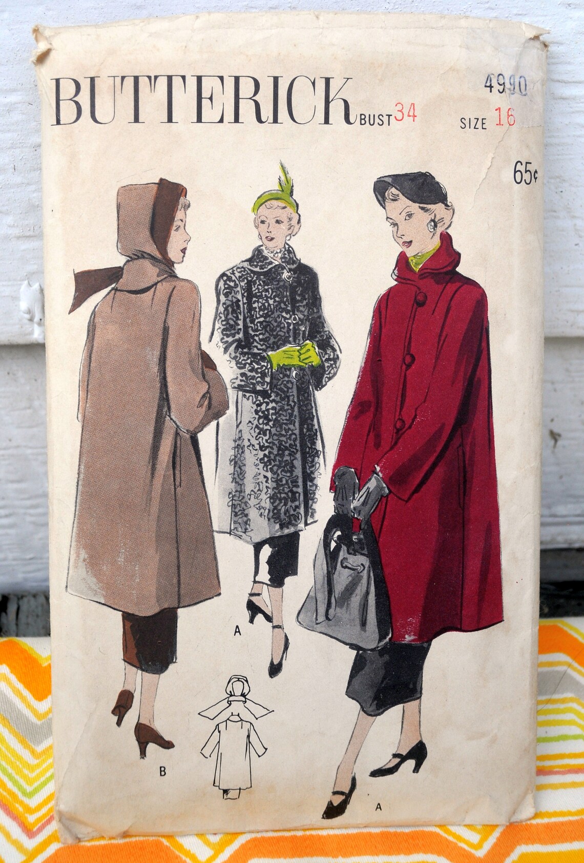 Butterick 4990 Amazing 1950s Coat W/ Hood & Scarf DIY - Etsy