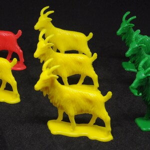 Vintage Plastic Goats Red, Yellow, or Green Farm Animals, Shepherd ...