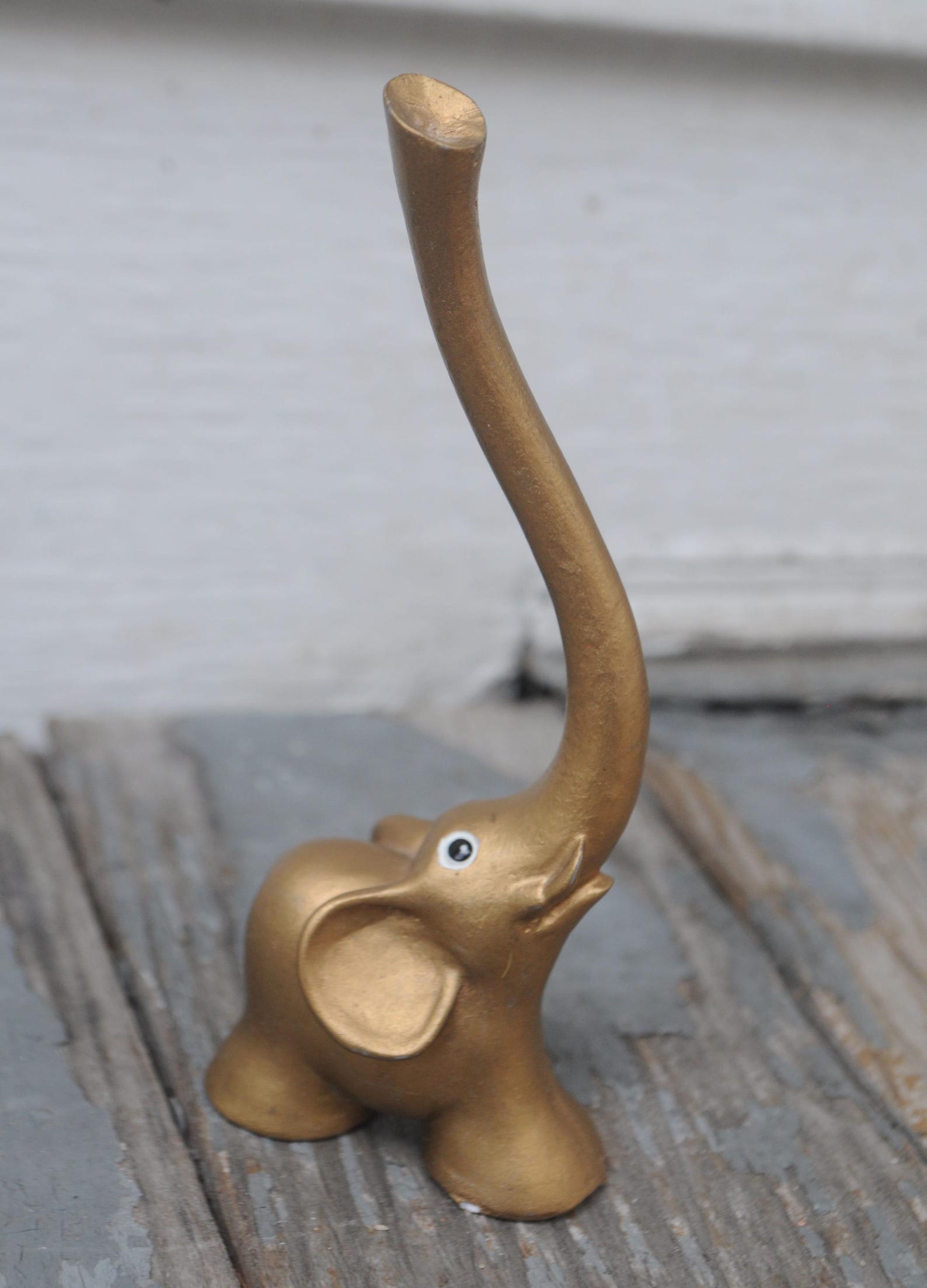 Cute Vintage Lucky Elephant Ring Holder - Ring Stand - Ring Tree - Gold ...