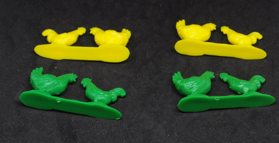 Vintage Plastic Chickens / Rooster Red Yellow or Green - Etsy