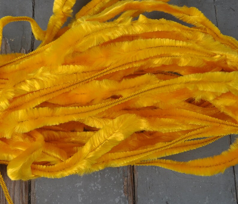 Vintage Silky DARK YELLOW Bump Chenille Fuzzy Wire Stems By | Etsy