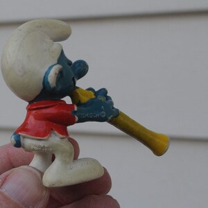Vintage 1970s Smurfs Figurine by Schleich - 1978 - Horn / Flute / Oboe ...
