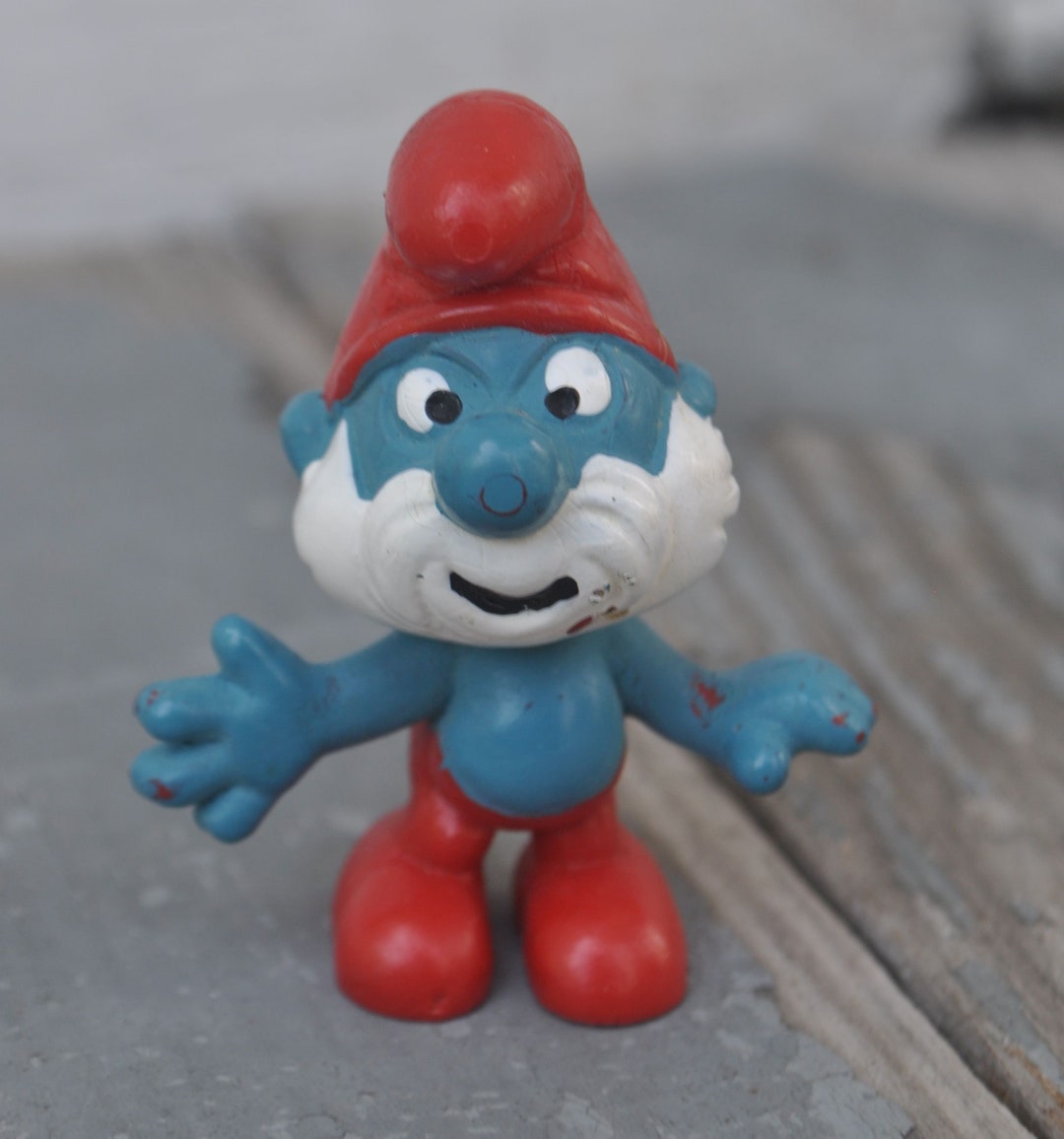 Vintage 1970s Smurfs Figurine by Schleich - 1960s - Papa Smurf - Cute ...