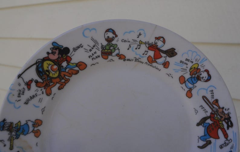 Vintage 1950s Disney Mickey Mouse Club Plate - Three Little Pigs ...