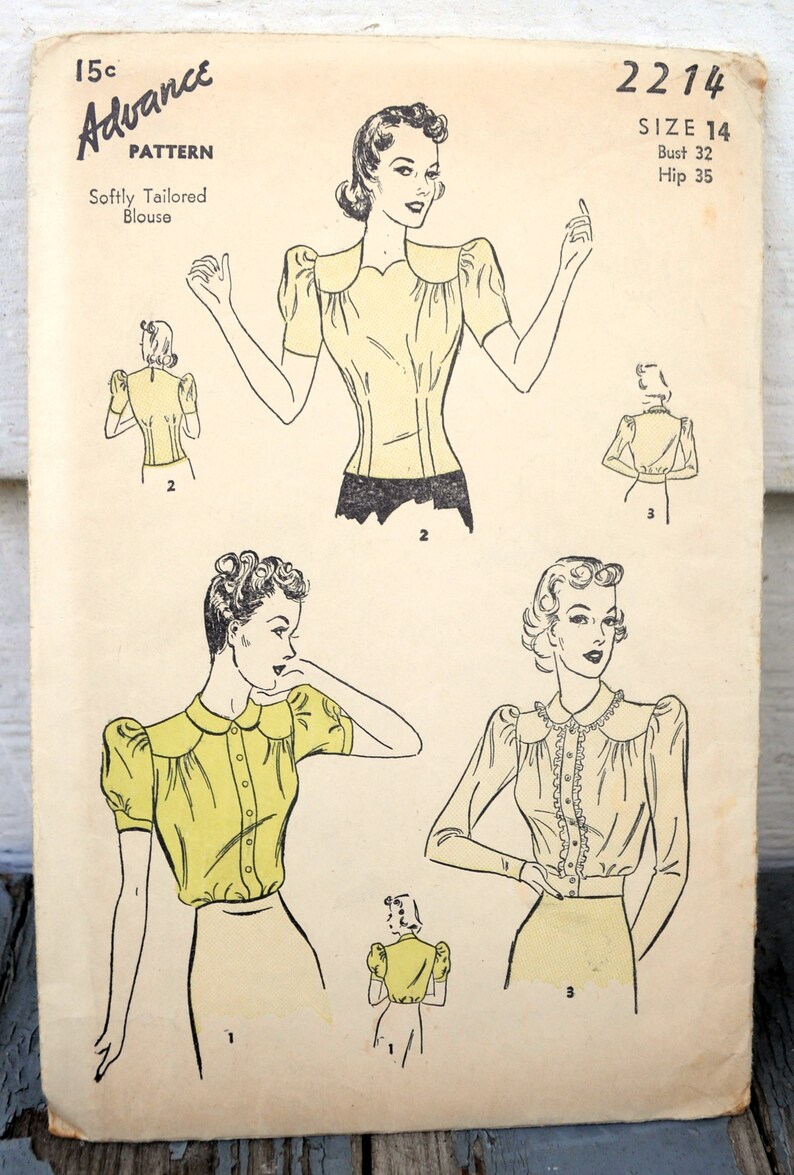 Advance 2214 Vintage 1930s Blouse / Shirt / Top DIY - Etsy