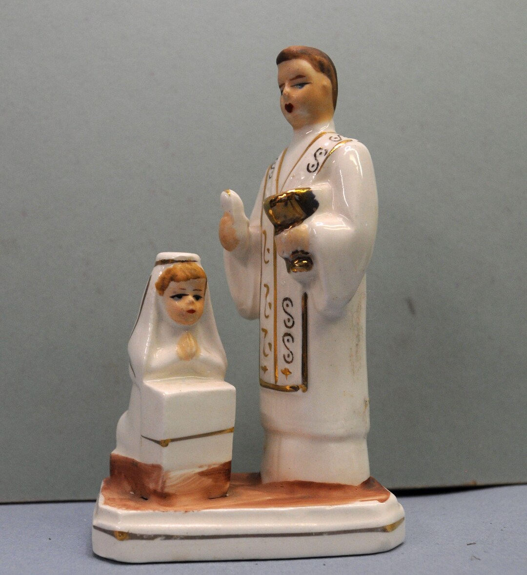 Vintage 1950s Girl's First Communion Figurine - Priest - Roman ...