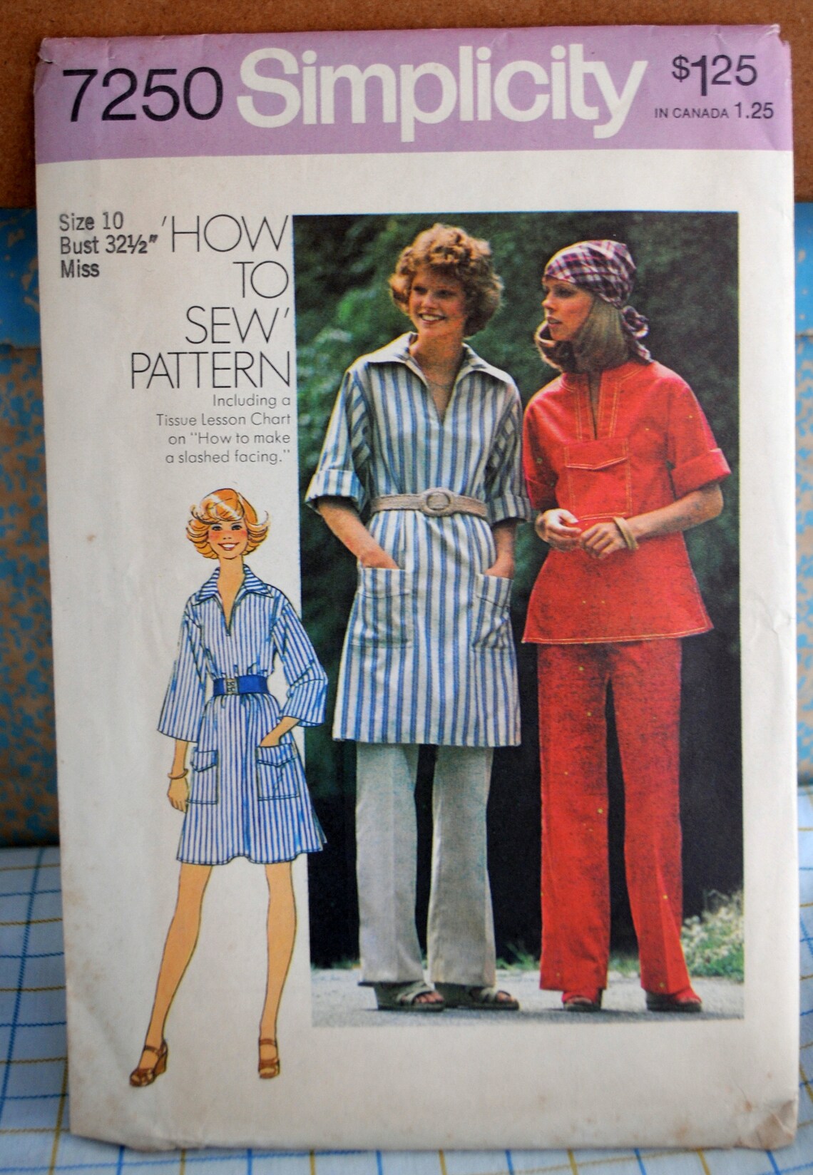 Simplicity 7250 - Cute Easy Sew 1970s Dress, Tunic, Pants, Etc ...