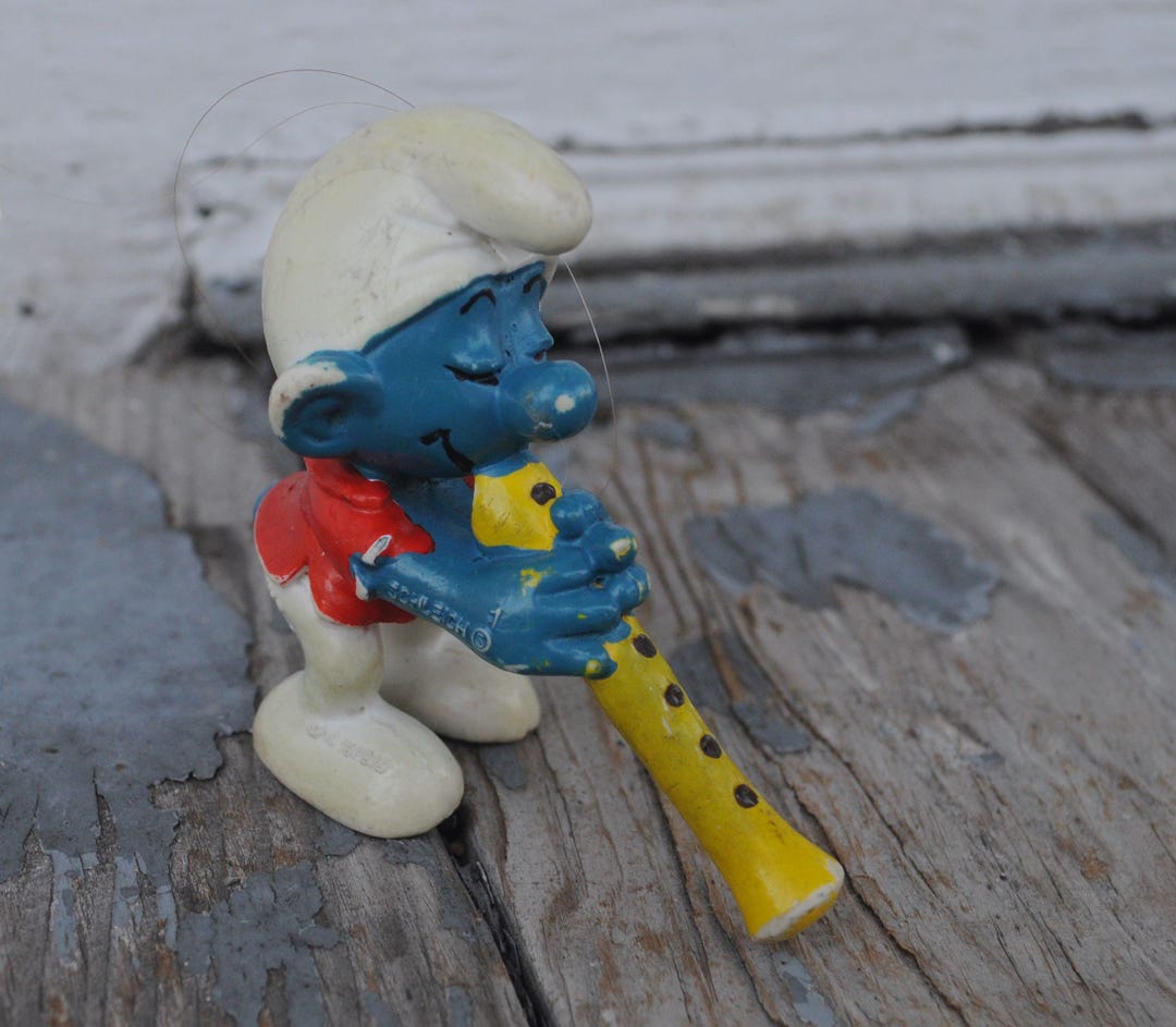 Vintage 1970s Smurfs Figurine by Schleich - 1978 - Horn / Flute / Oboe ...