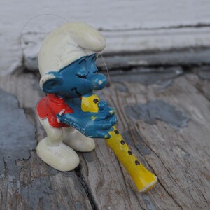 Vintage 1970s Smurfs Figurine by Schleich - 1978 - Horn / Flute / Oboe ...