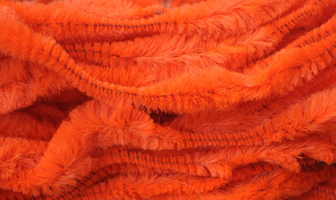 Vintage NEON ORANGE Bump Fuzzy Wire Stems - by the YARD - Pipe Cleaner ...