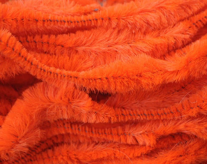 Vintage NEON ORANGE Bump Fuzzy Wire Stems by the YARD Pipe Cleaner Hard ...