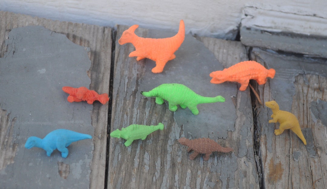 Lot Vintage TINY DINOSAUR Erasers & Pencil Toppers - Colorful, Cute ...