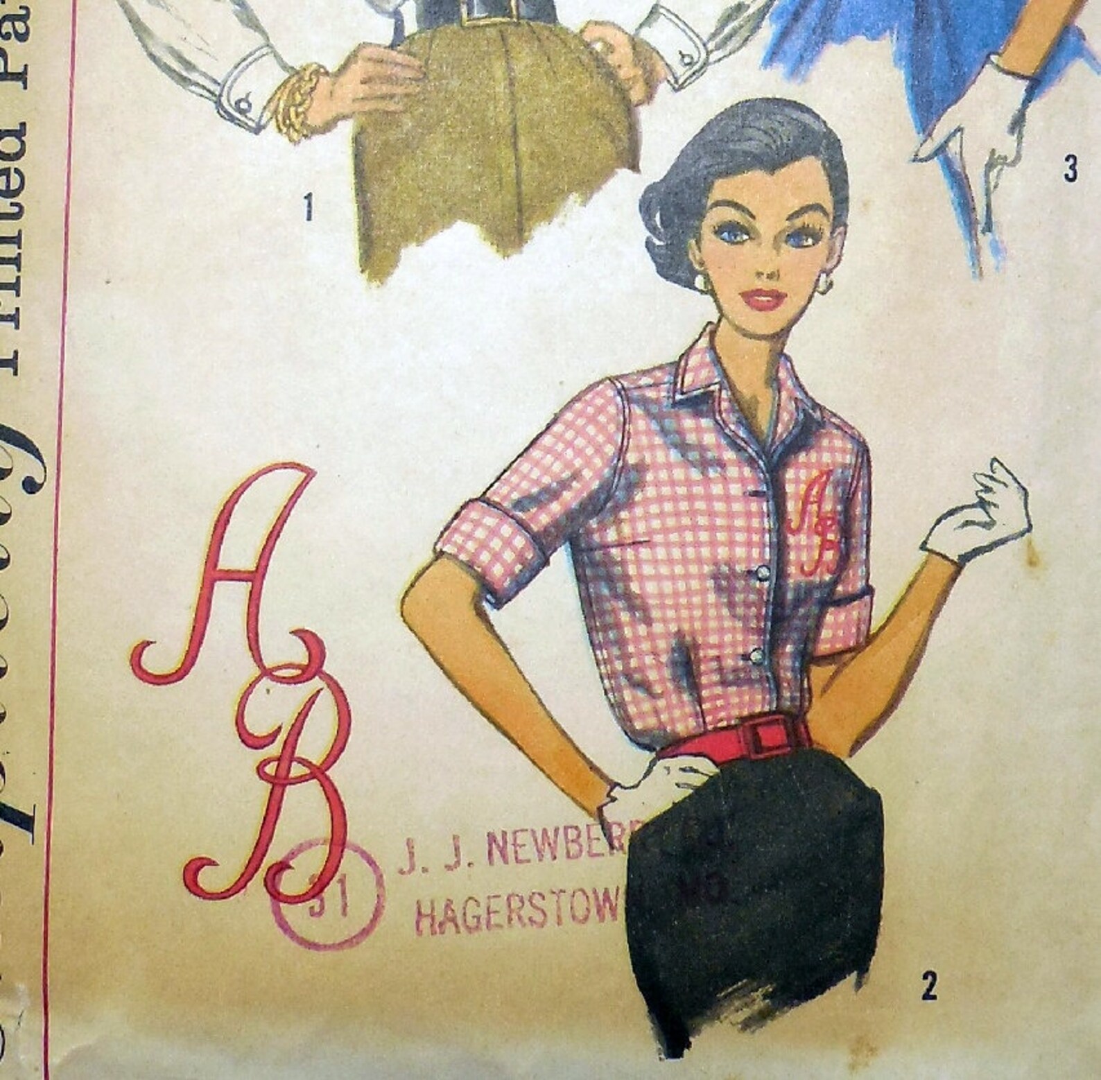 Simplicity 2195 Vintage Blouse Pattern W/ Monogram Applique - Etsy
