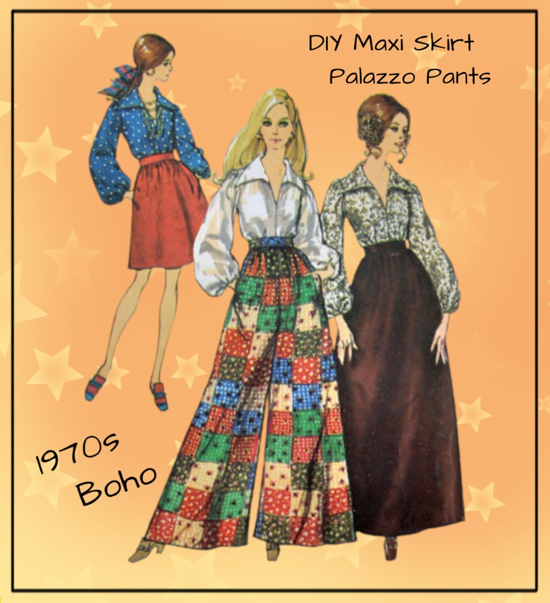 Simplicity 8550 - DIY Vintage Boho Blouse, Skirt, Ultra Wide-leg Pants ...
