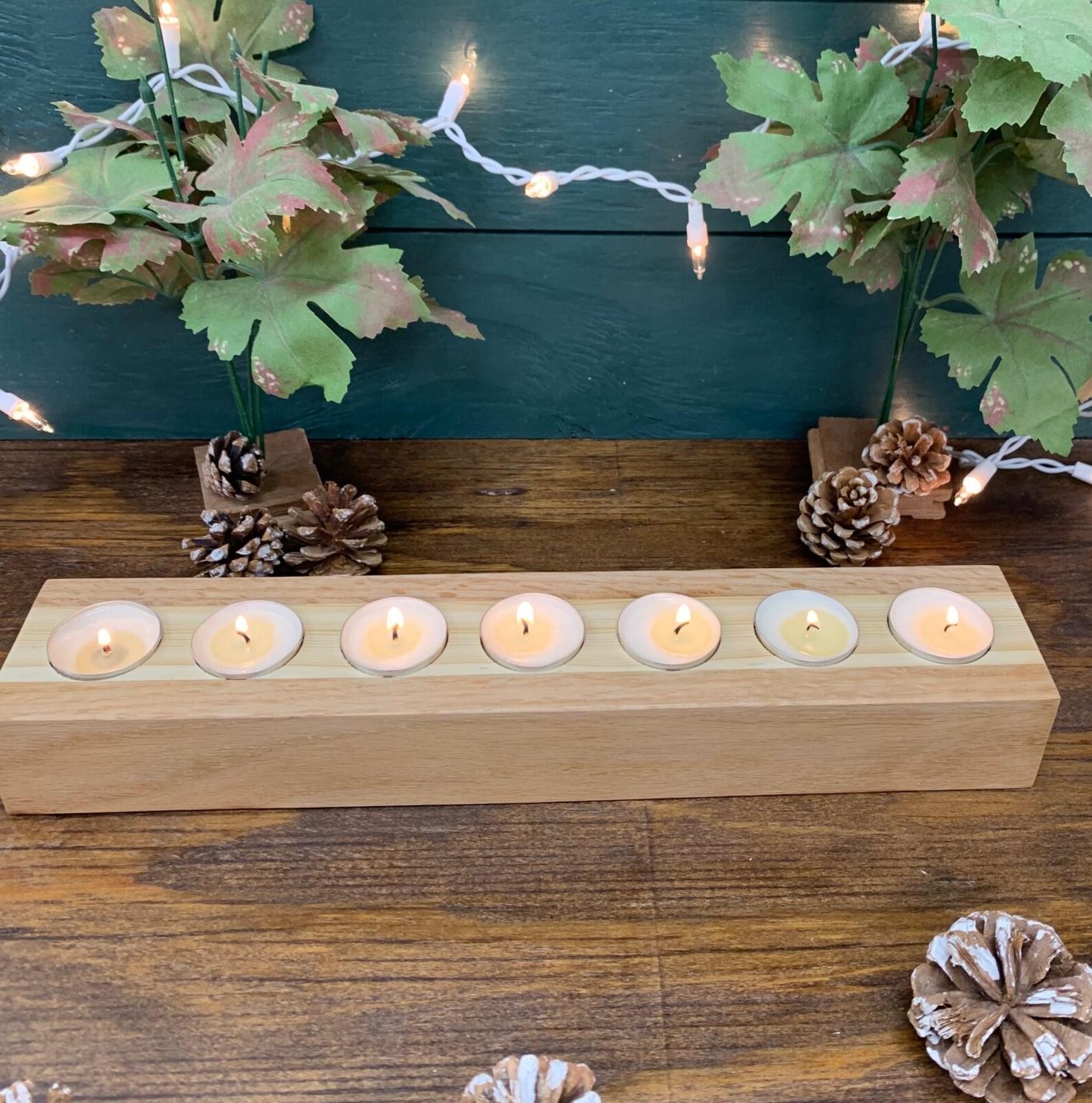 Oak Tealight Holder With Pine Insert, Tea Light Holder, Tea Candle ...