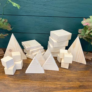 Wood Blocks, Set of 22 Assorted Blocks, Craft Wood Blocks, Sanded ...