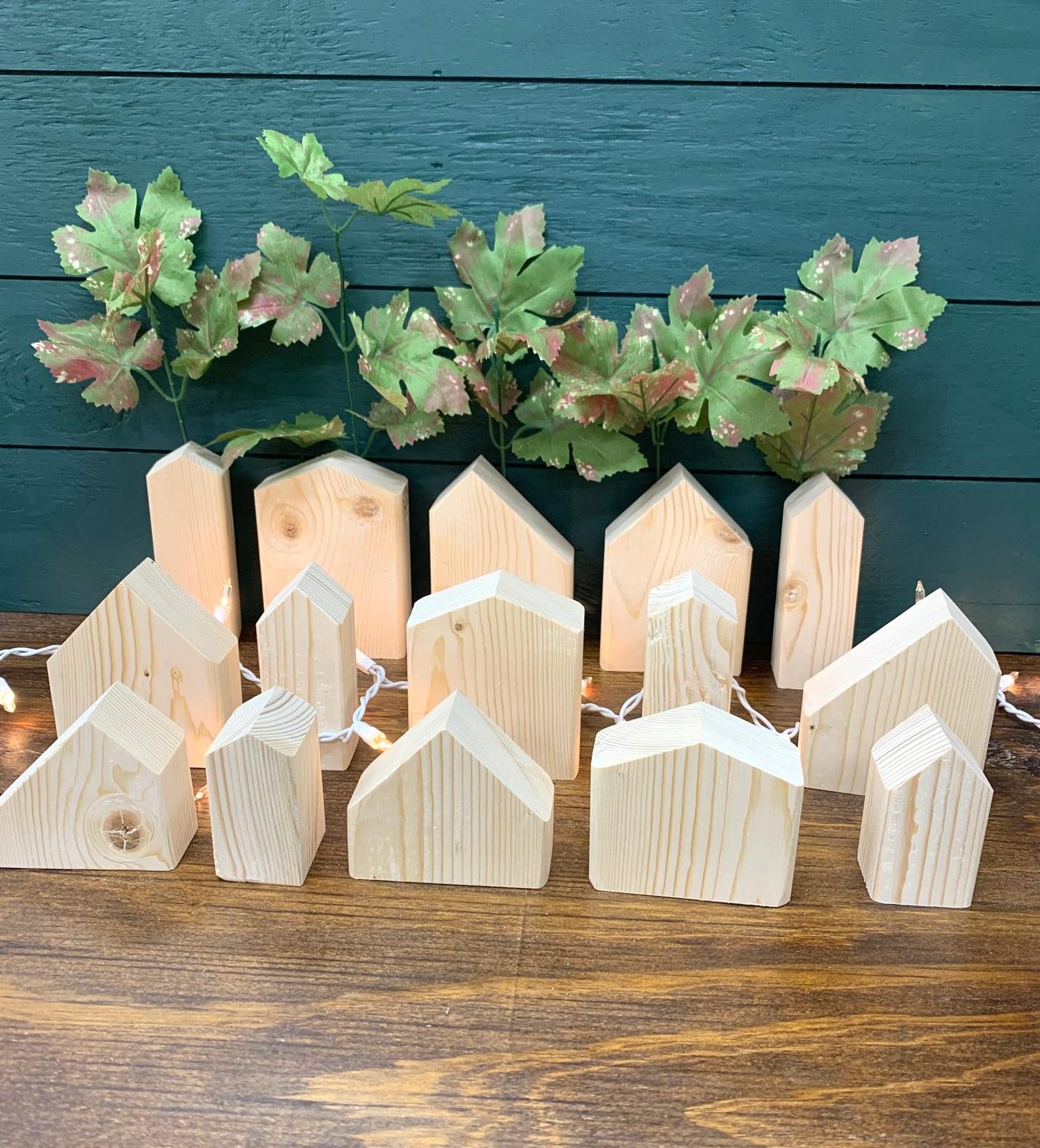 Wooden Village Houses for Crafting-set of 15 Blocks-village House ...