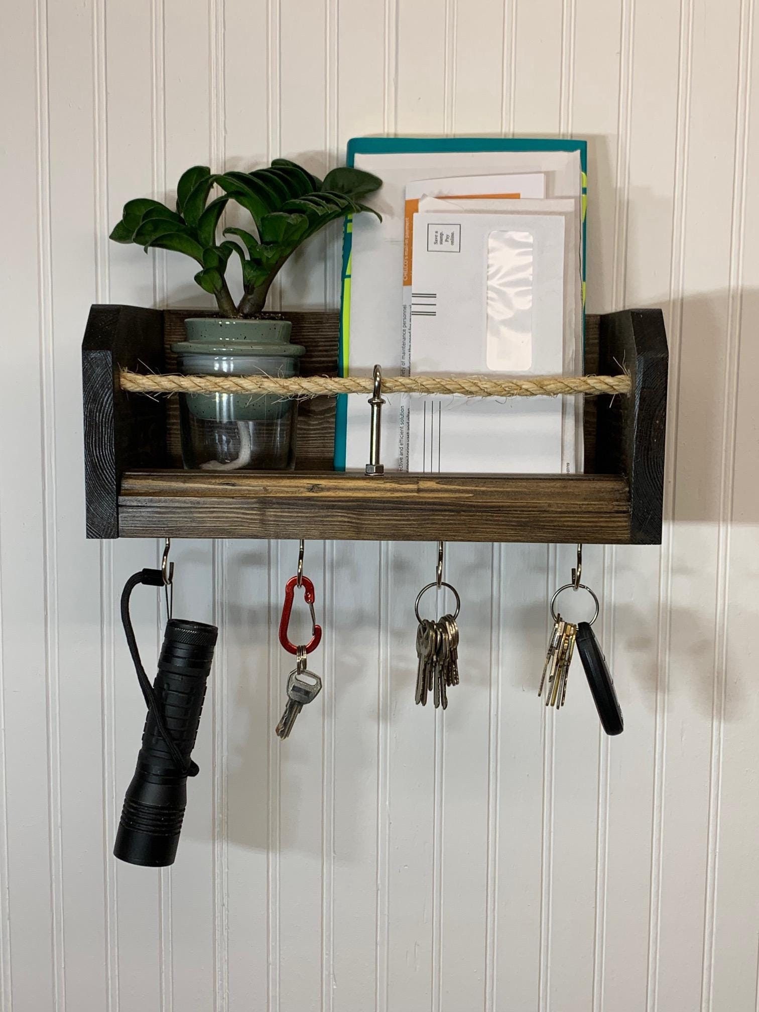Mail and Key Holder-organizer, Entryway Mail Holder, Handcrafted Mail ...