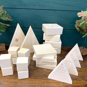 Wood Blocks, Set of 22 Assorted Blocks, Craft Wood Blocks, Sanded ...