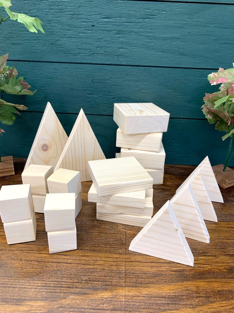 Wood Blocks, Set of 22 Assorted Blocks, Craft Wood Blocks, Sanded ...