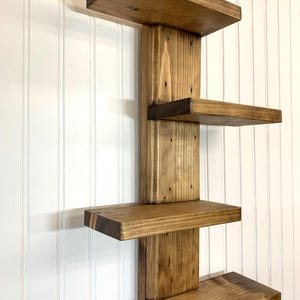 Four Tier Wood Wall Shelf, Rustic Wall Shelving, Solid Wood, Handmade ...