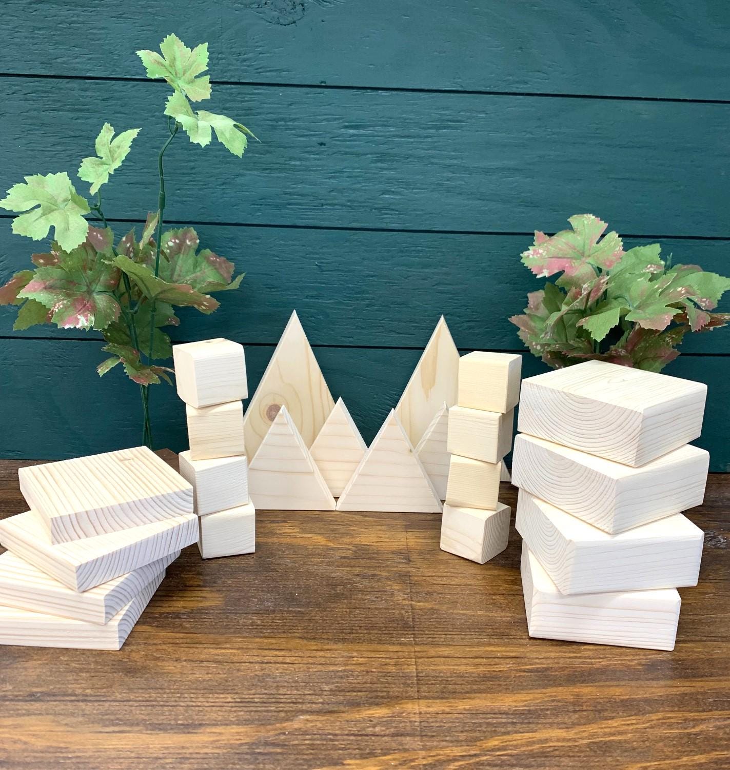 Wood Blocks, Set of 22 Assorted Blocks, Craft Wood Blocks, Sanded ...