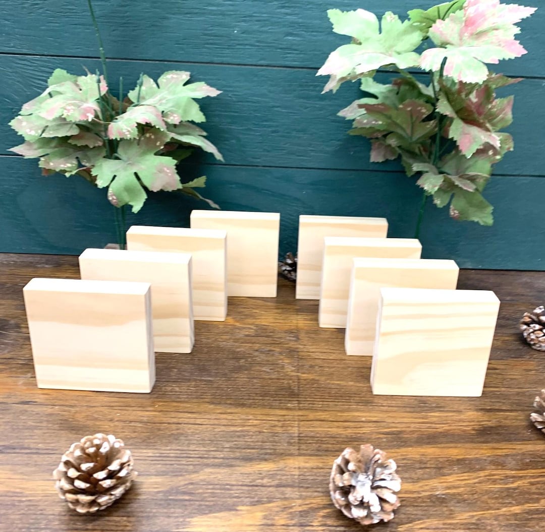 Set of 8 Sanded Wood Blocks for DIY Crafts - 3 1/2 X 3 1/2 Inches, Wood ...