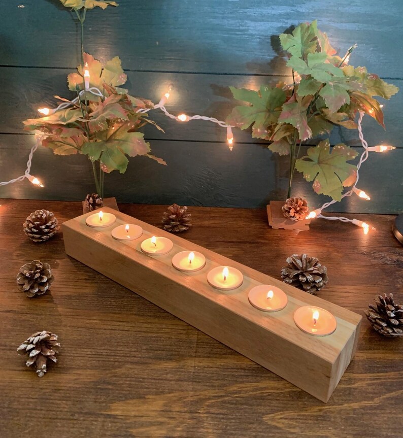 Oak Tealight Holder With Pine Insert, Tea Light Holder, Tea Candle ...