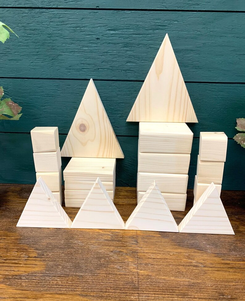 Wood Blocks, Set of 22 Assorted Blocks, Craft Wood Blocks, Sanded ...