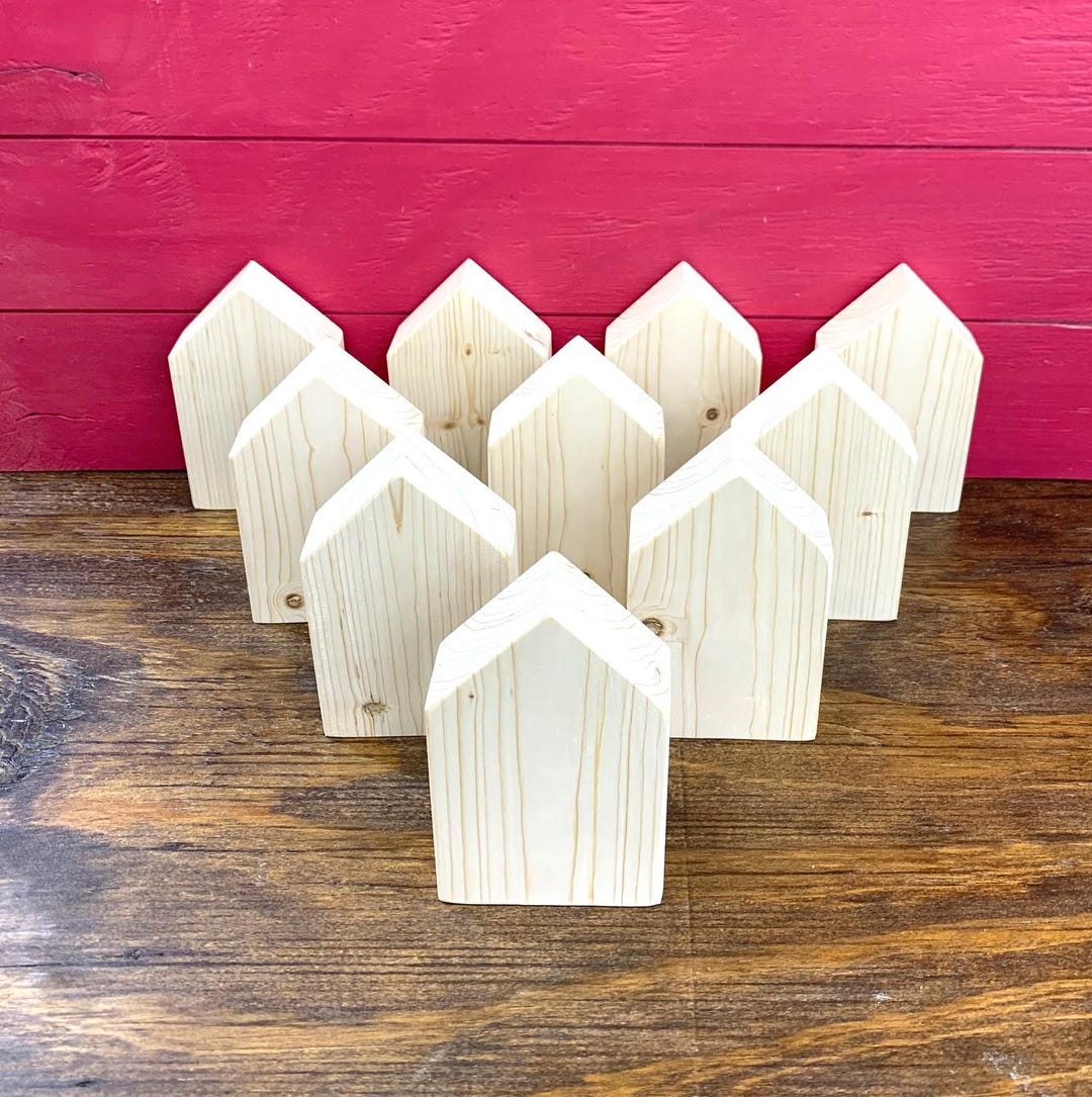 Unfinished Wood House Block: DIY Craft Village Blocks - Etsy