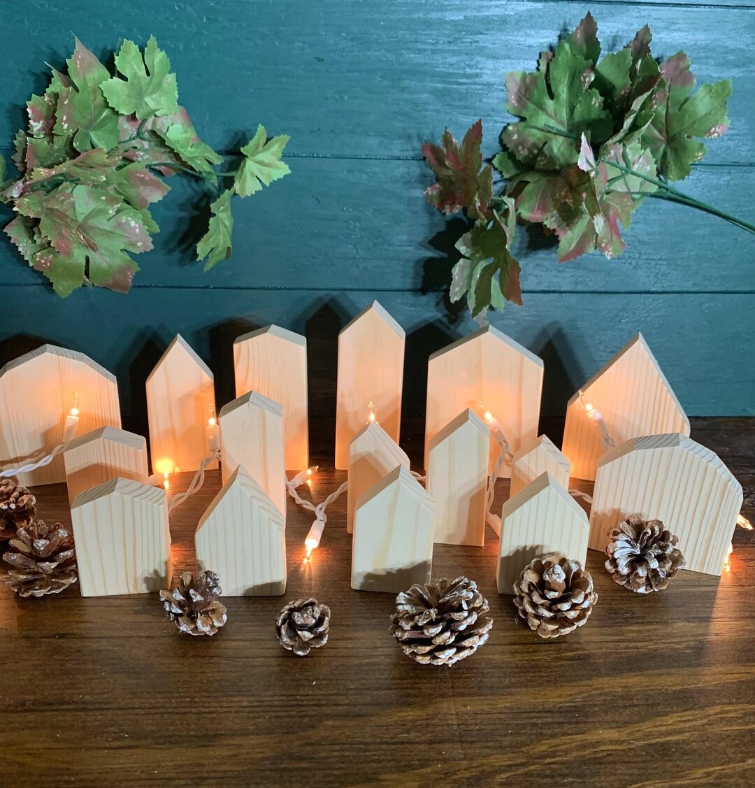 Mini House Village Set-16 Pieces-village House Blocks-christmas Village ...