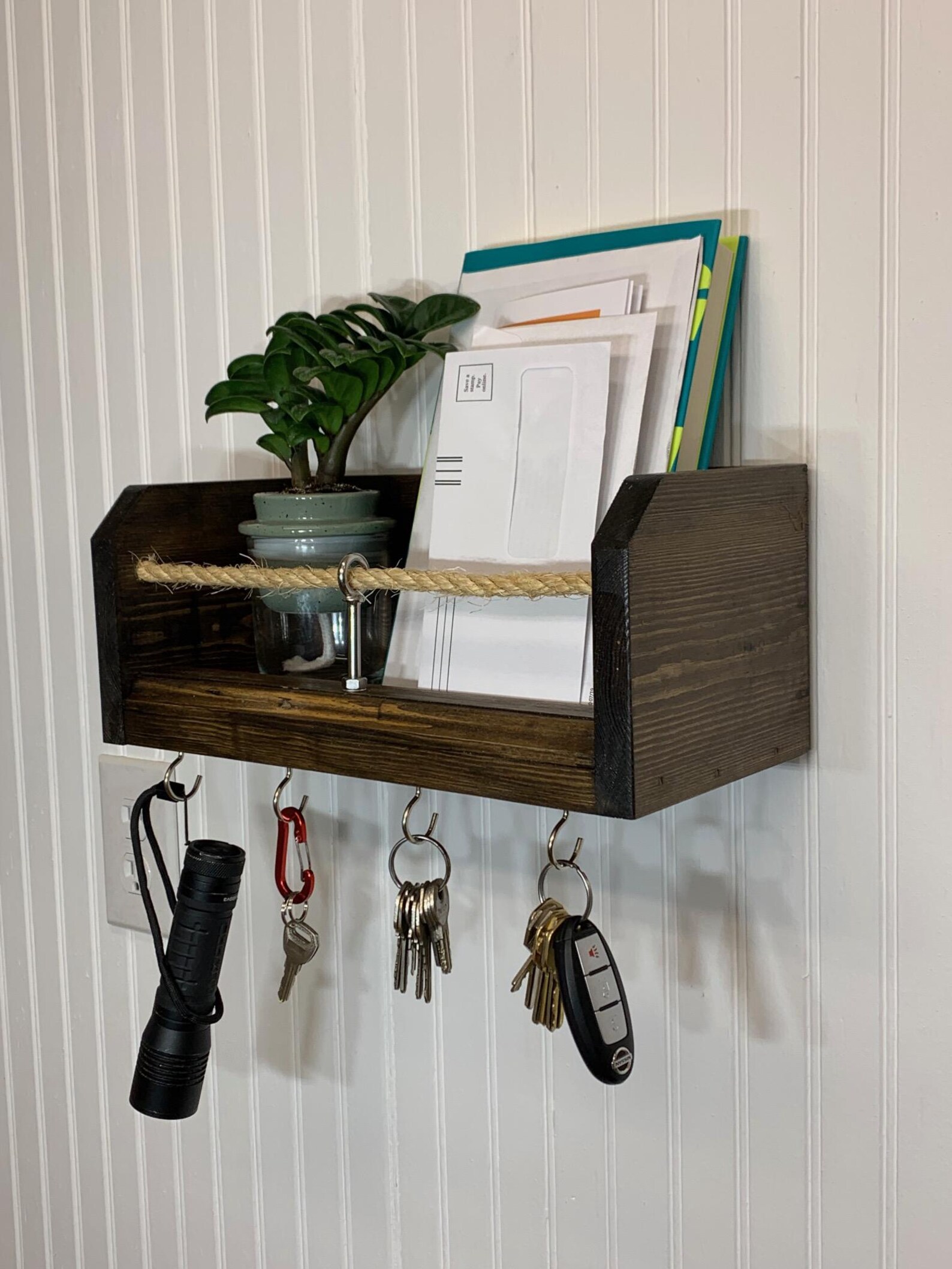 Mail and Key Holder-organizer, Entryway Mail Holder, Handcrafted Mail ...