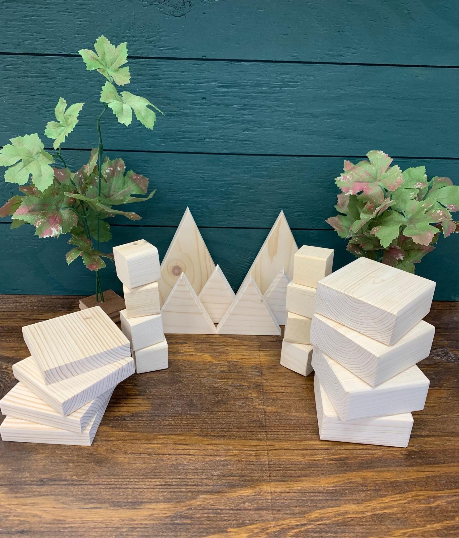 Wood Blocks, Set of 22 Assorted Blocks, Craft Wood Blocks, Sanded ...