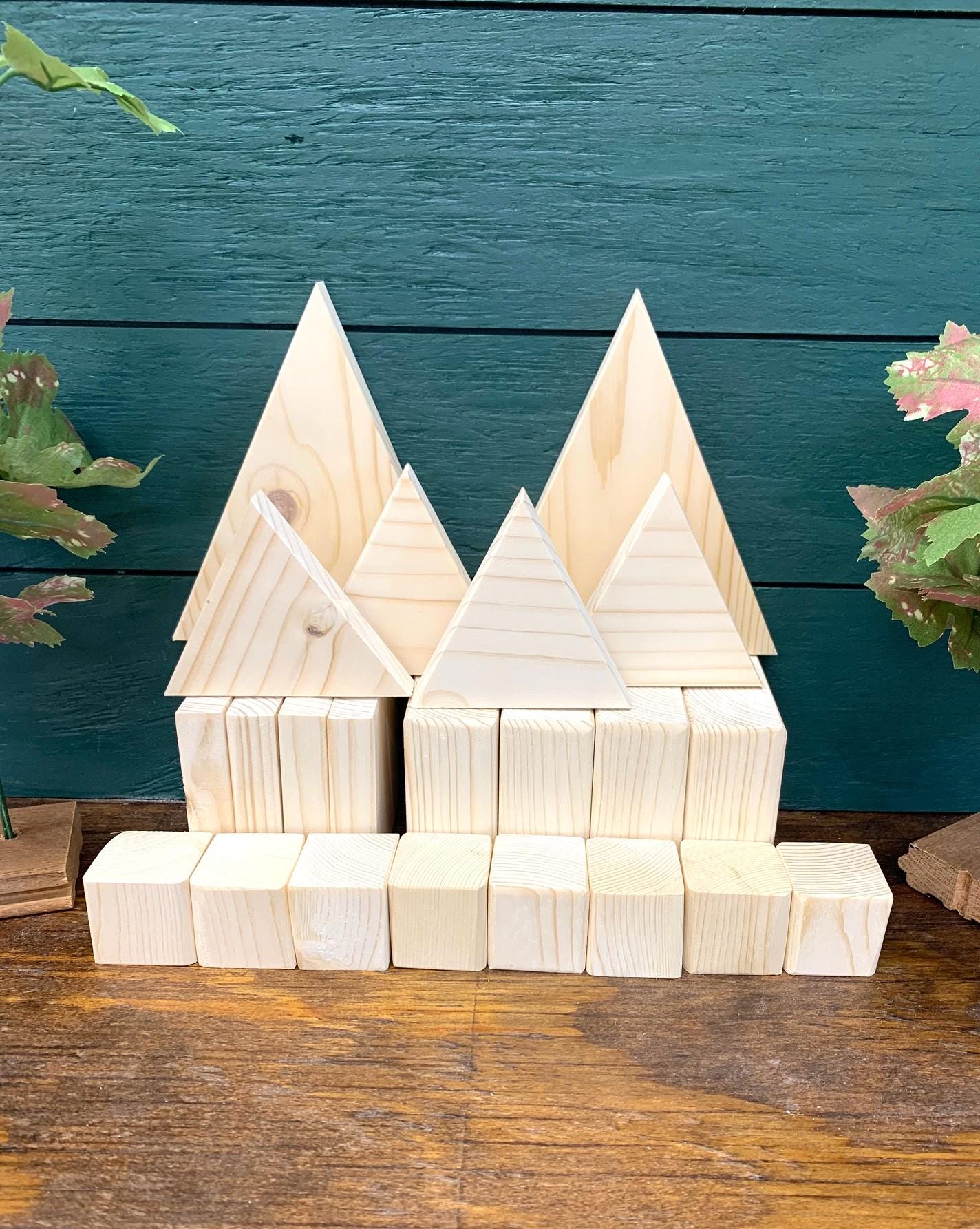 Wood Blocks, Set of 22 Assorted Blocks, Craft Wood Blocks, Sanded ...