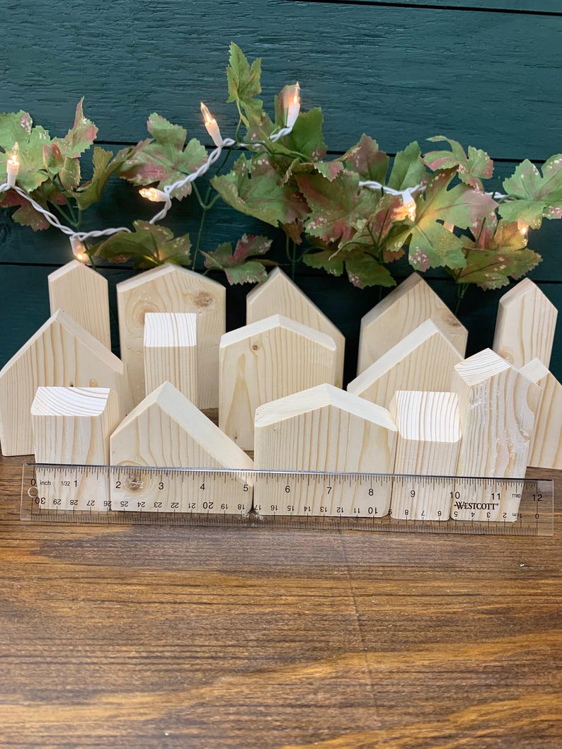Wooden Village Houses for Crafting-set of 15 Blocks-village House ...