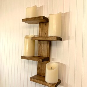 Four Tier Wood Wall Shelf, Rustic Wall Shelving, Solid Wood, Handmade ...
